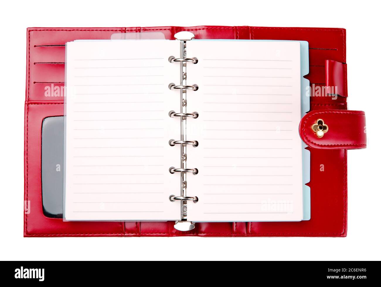 Open blank red leather planner Stock Photo - Alamy