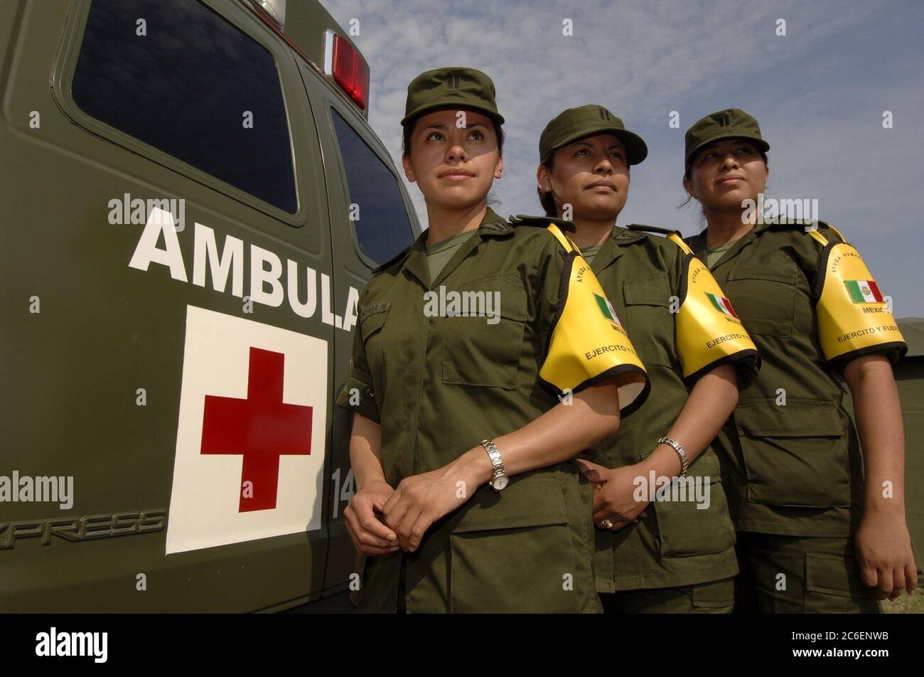 San Antonio, Texas USA, September 9, 2005: A convoy of the Mexican Army ...