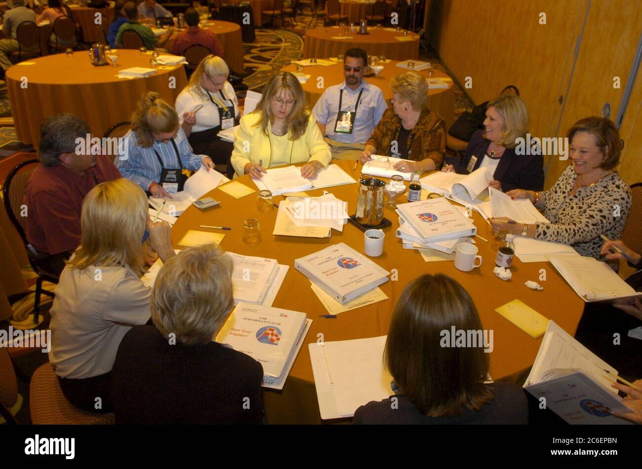 Grapevine, Texas USA, May 2005: Company employees work in a small group ...