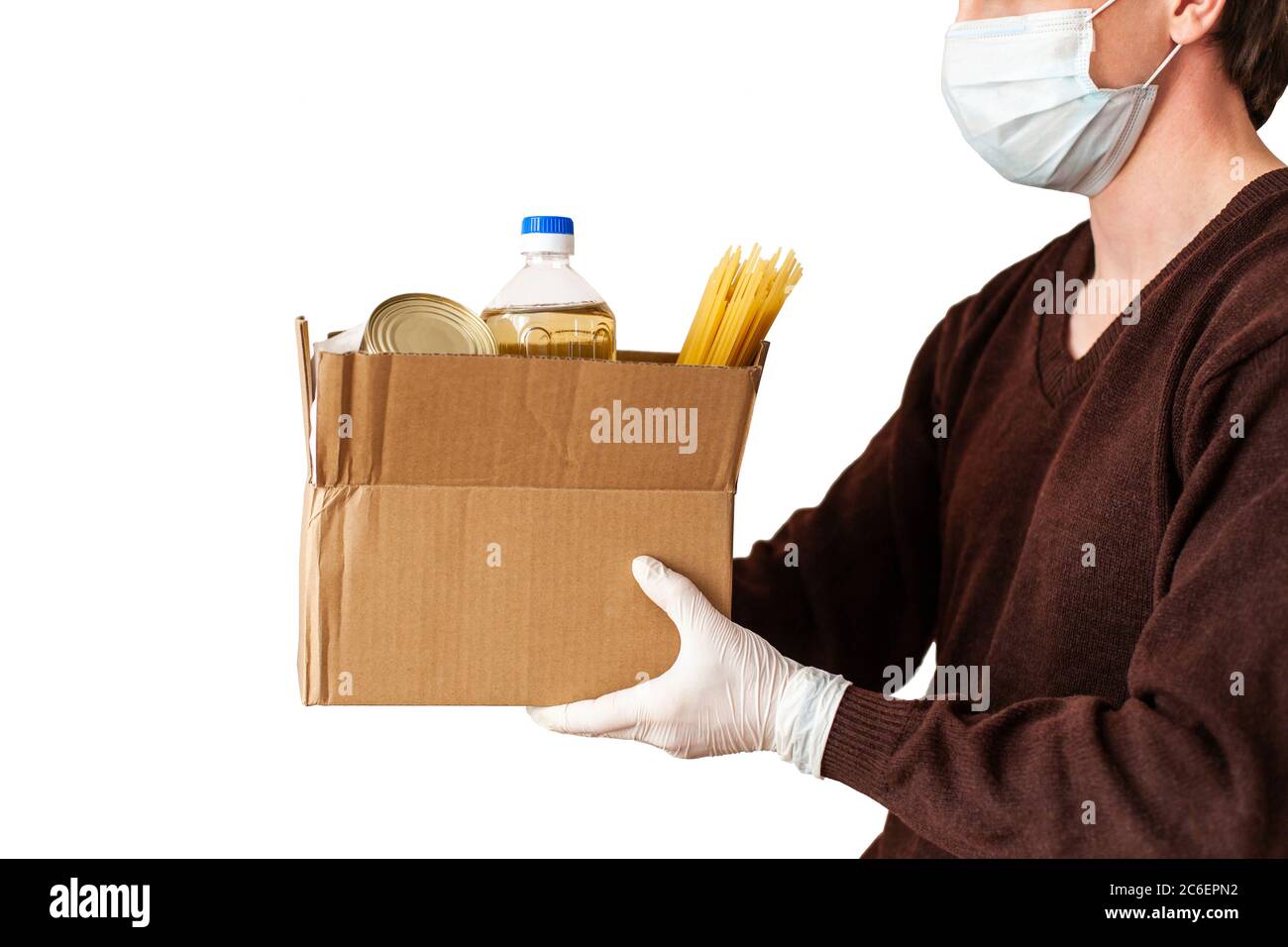 smart food delivery service man handing fresh food to recipient and ...