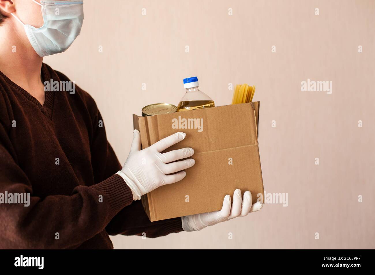smart food delivery service man handing fresh food to recipient and ...