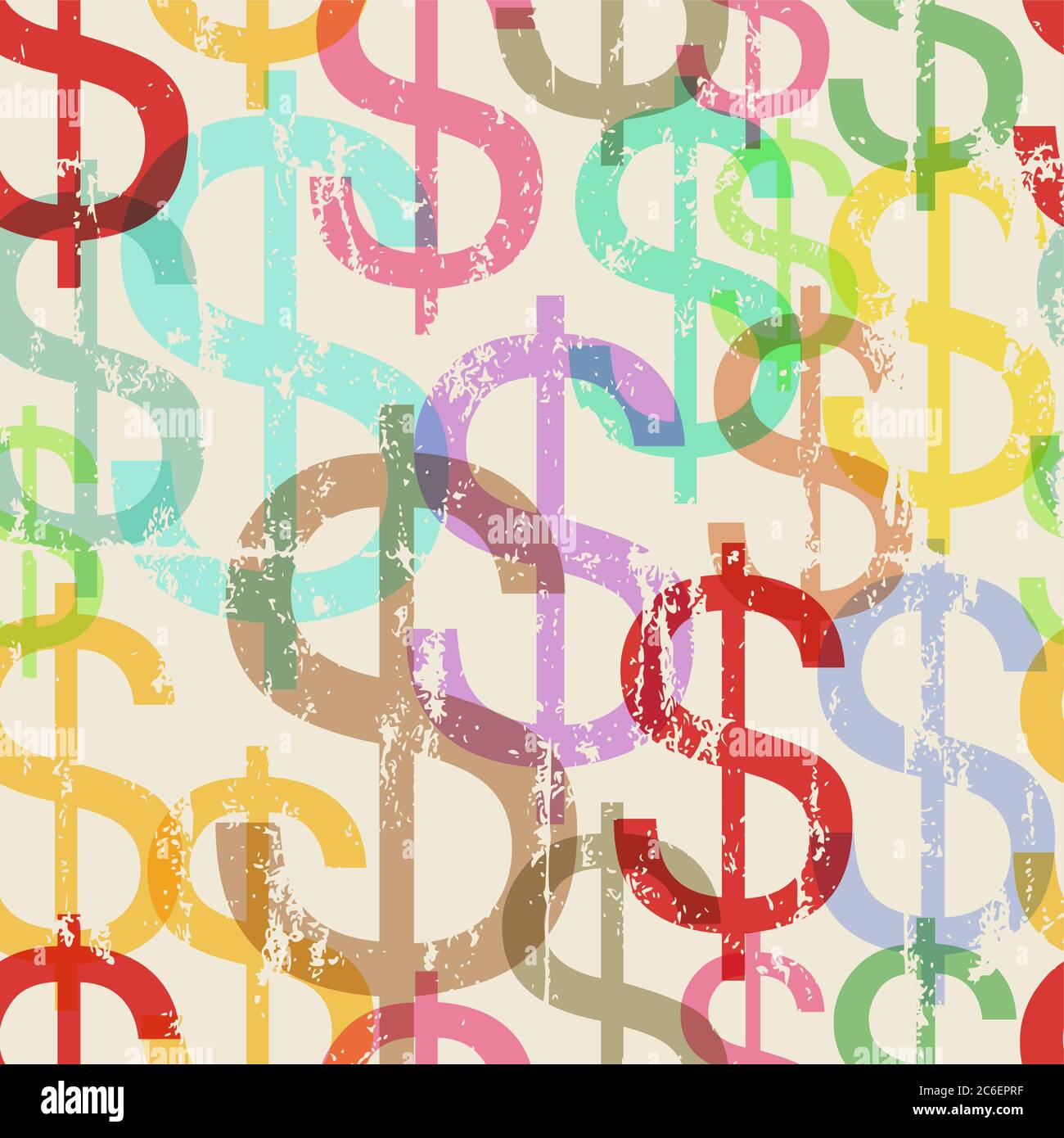 seamless dollar sign background, multicolored pattern, vector ...