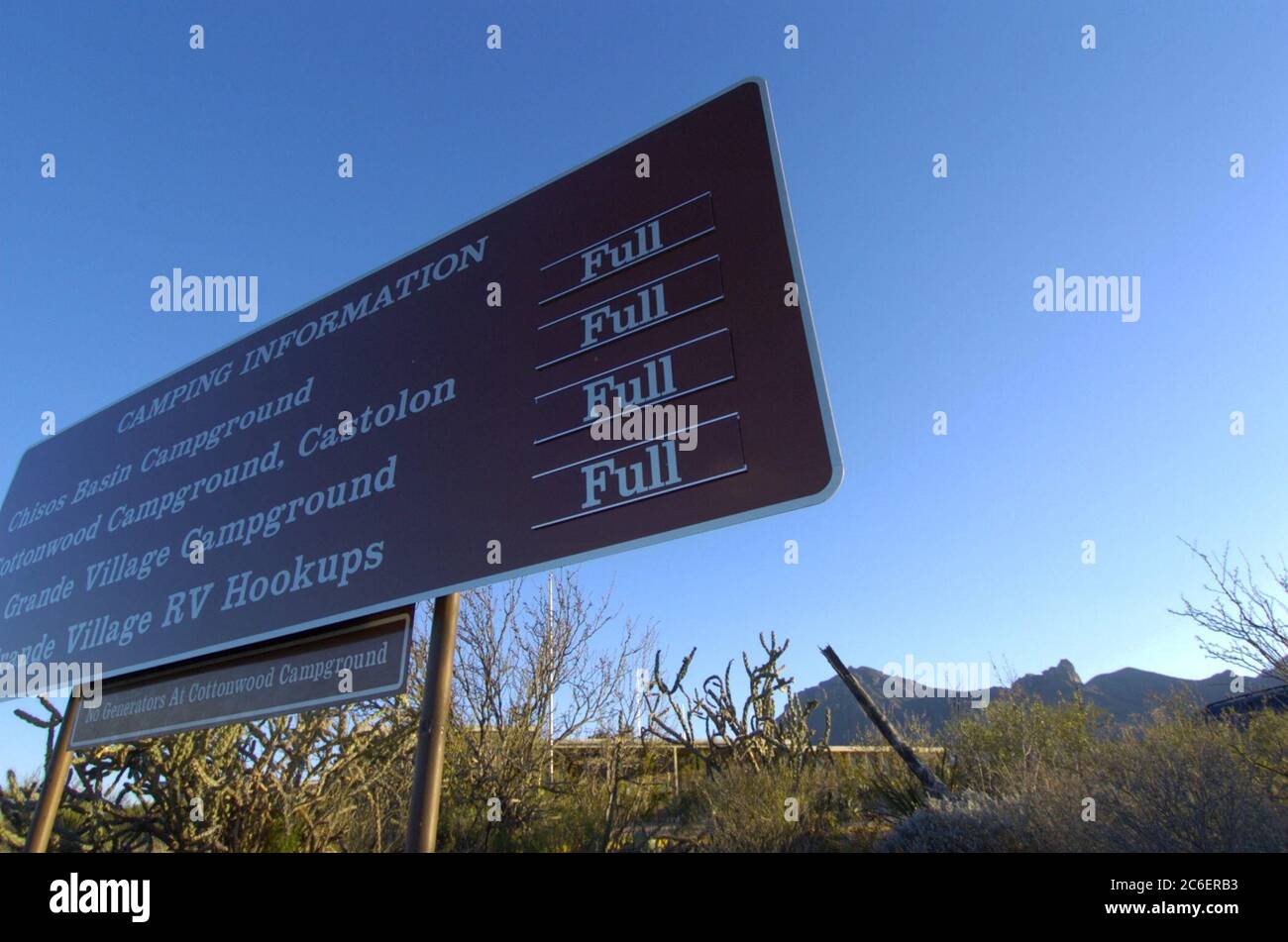 Big Bend National Park, Texas USA, March 2005: Park sign indicates ...