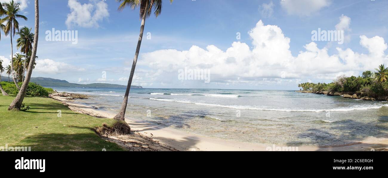 Tropical Beach and Ocean island setting in Samana, Dominican Republic ...