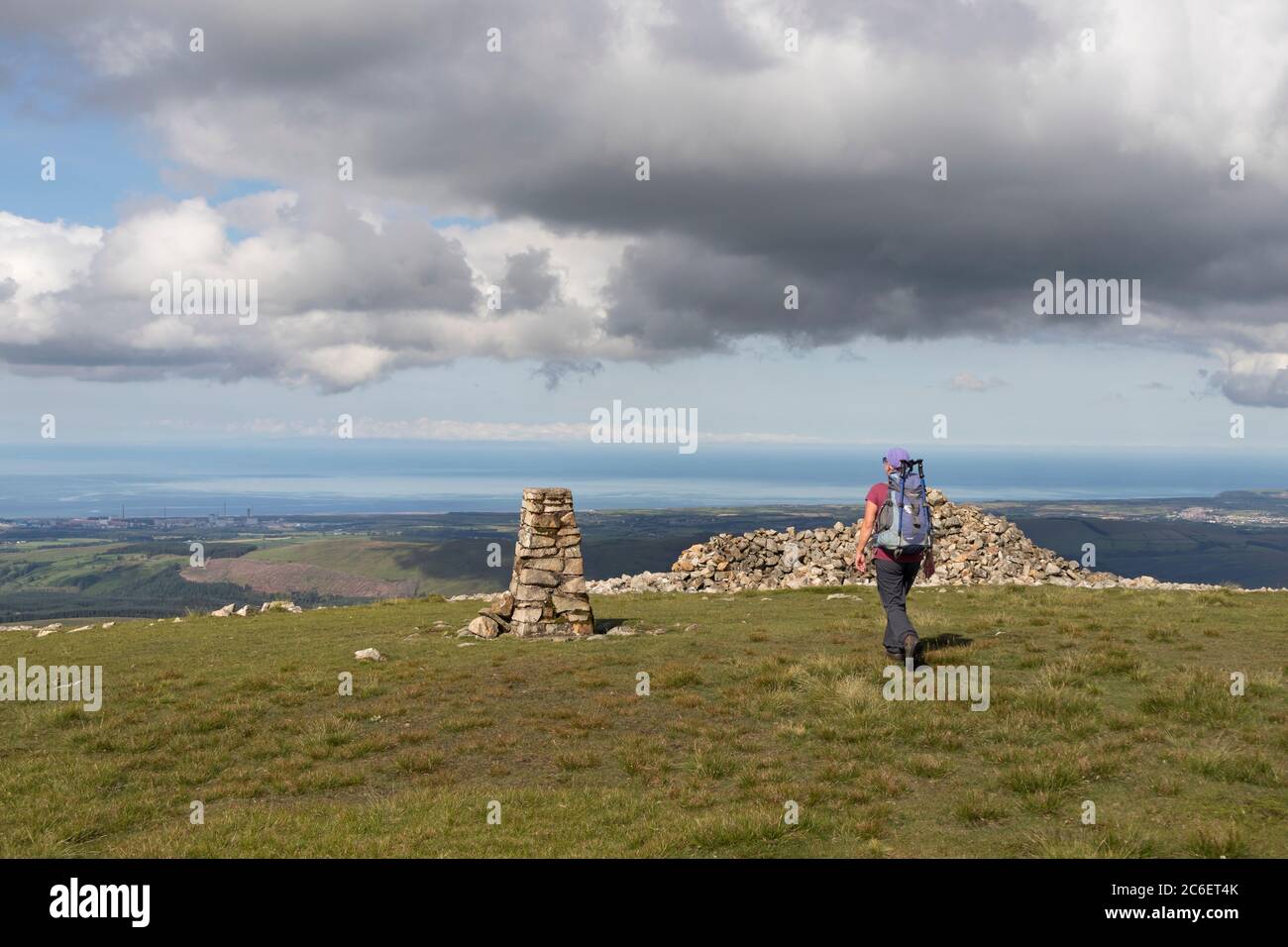 Walker Approaching the Summit of Seatallan with the View West to the ...