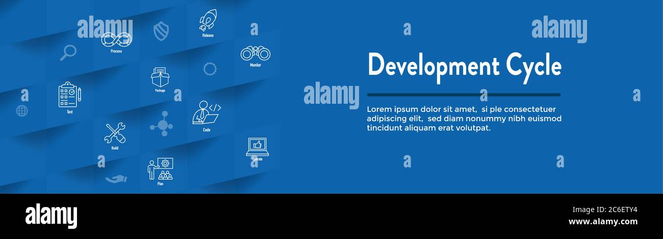 Development Operations and Life Cycle - DevOps Icon with process, build etc Stock Vector Image ...