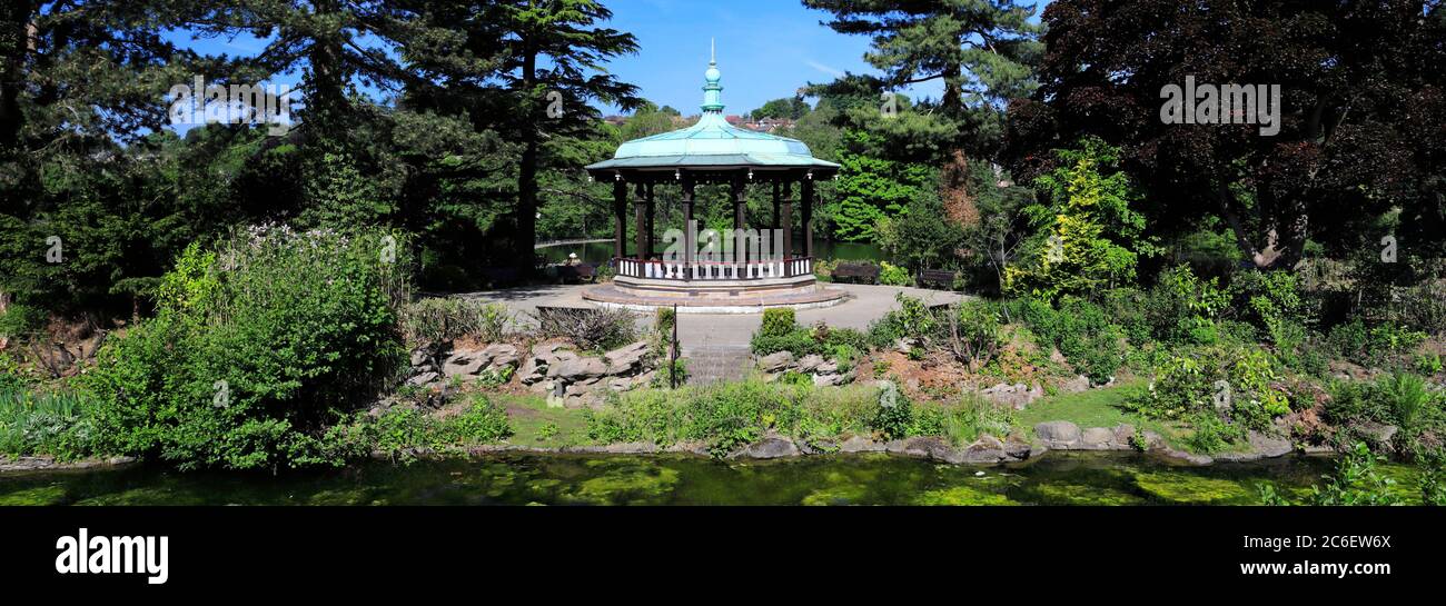 Spring view of the River Gardens, river Derwent, Belper town, Amber ...