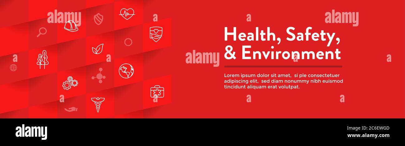 Health Safety & Environment Icon Set and Web Header Banner Stock Vector ...