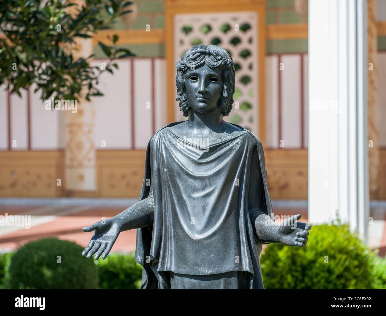 Statue at the Getty Villa on a sunny October day in Malibu, Los Angeles ...