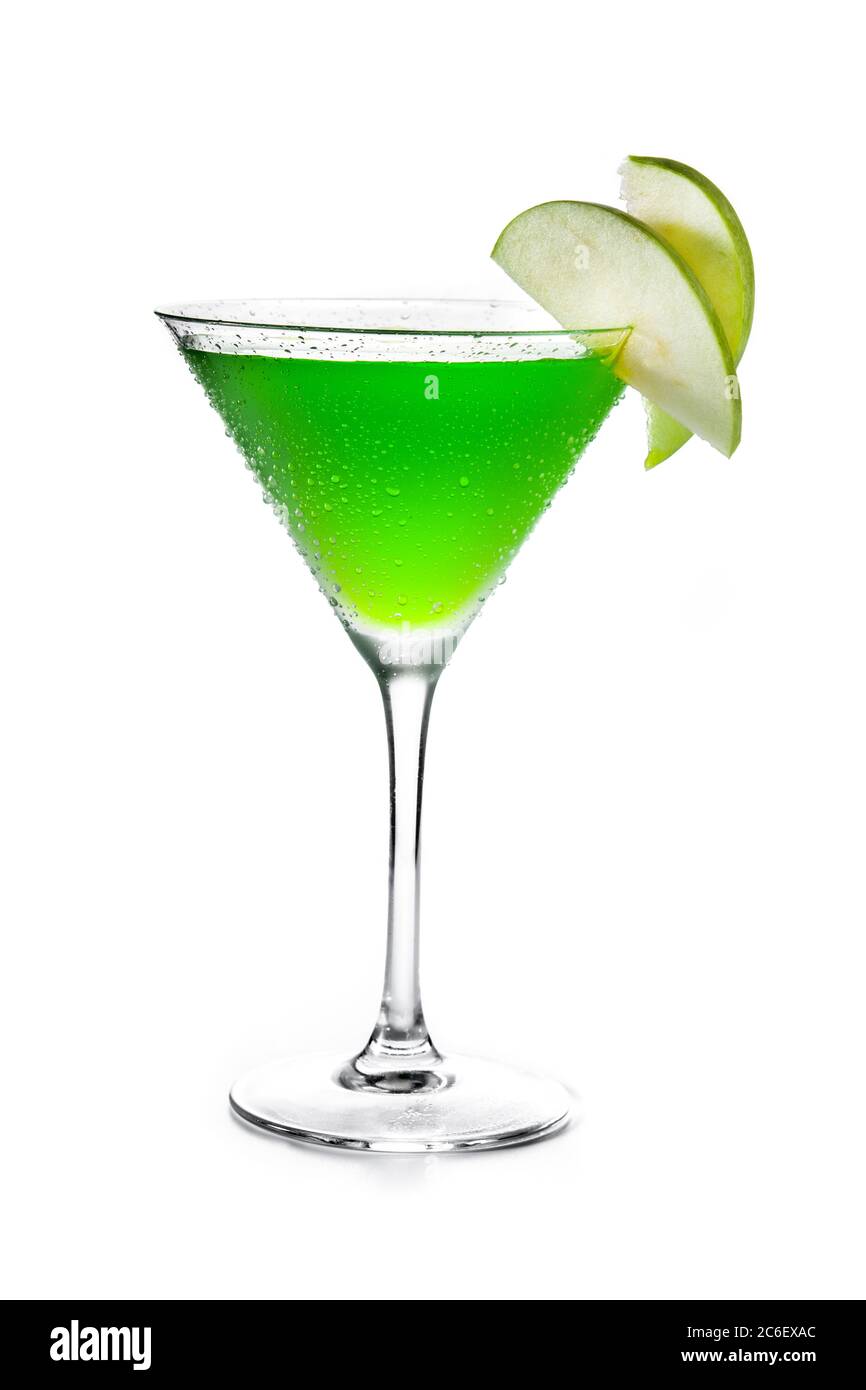 Green appletini cocktail isolated on white background Stock Photo - Alamy