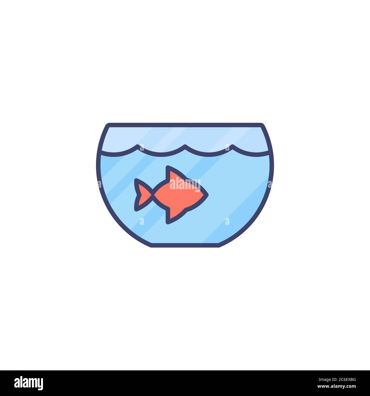 Aquarium with fish vector icon symbol isolated on white background ...