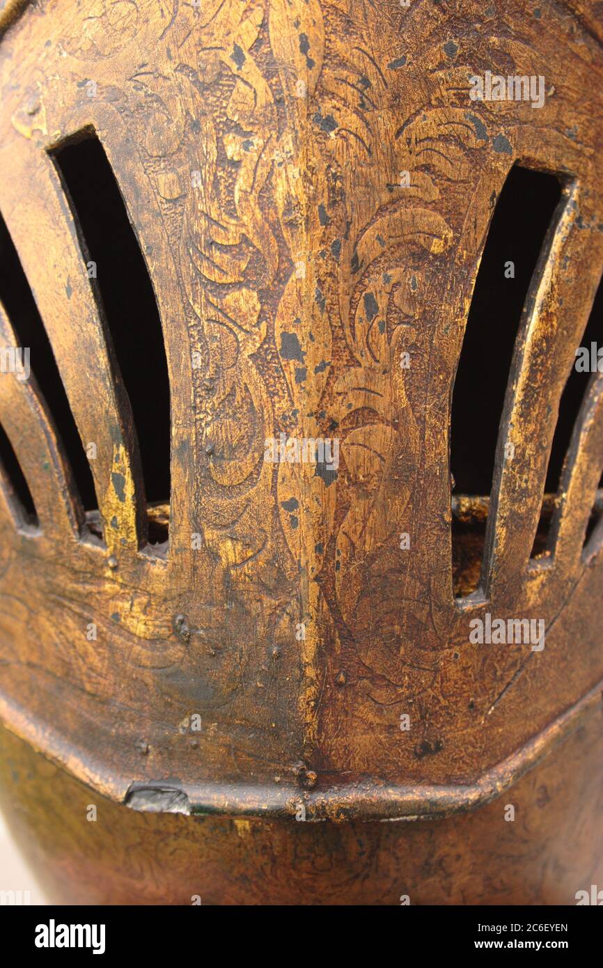 Medieval helmet rusty metal texture Stock Photo - Alamy