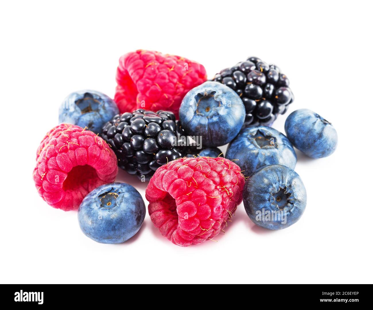 Fresh ripe berry on a white background. Blueberry, raspberry and ...