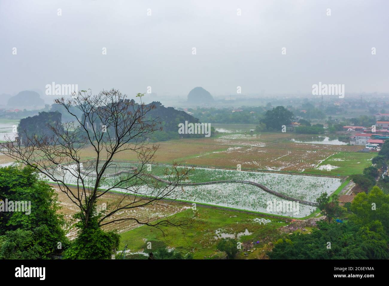Landscape of Tam Coc during heavy rain, Vietnam Stock Photo - Alamy