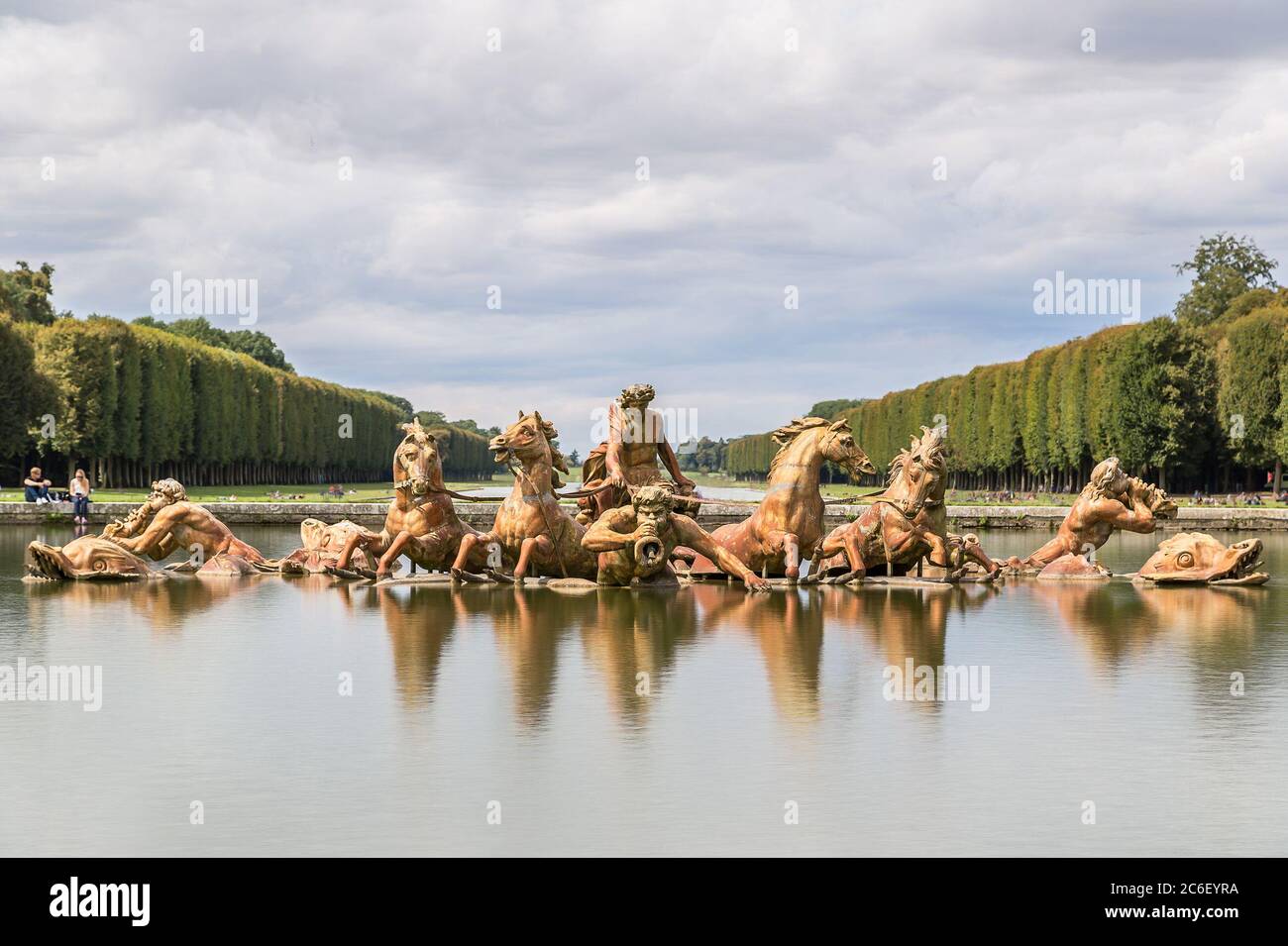 Fountain of Apollo in garden of Versailles Palace in a beautful summer ...