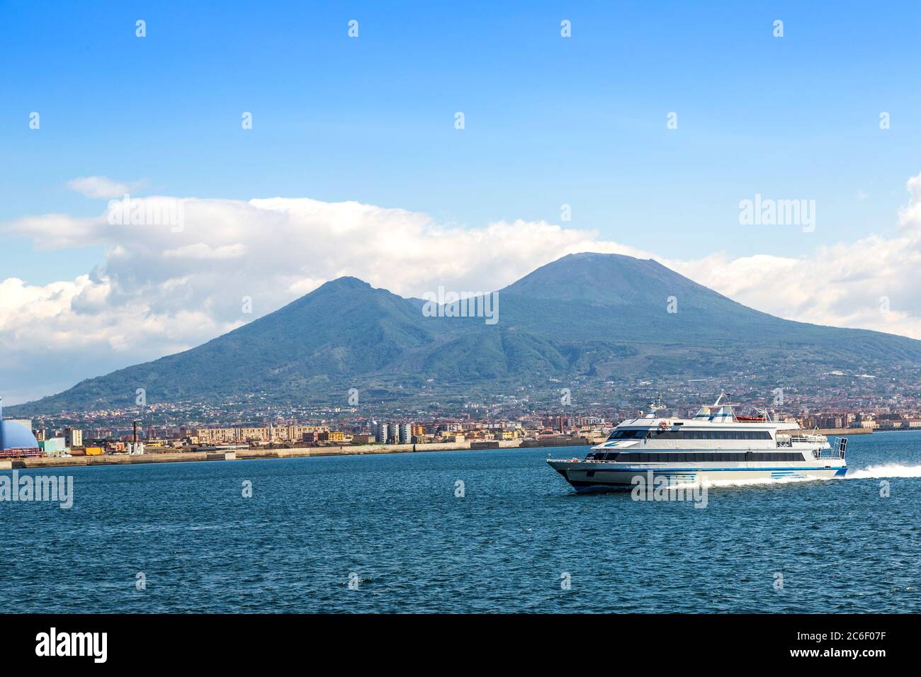 Mount Vesuvius in a summer day in the gulf of Naples, Italy Stock Photo ...