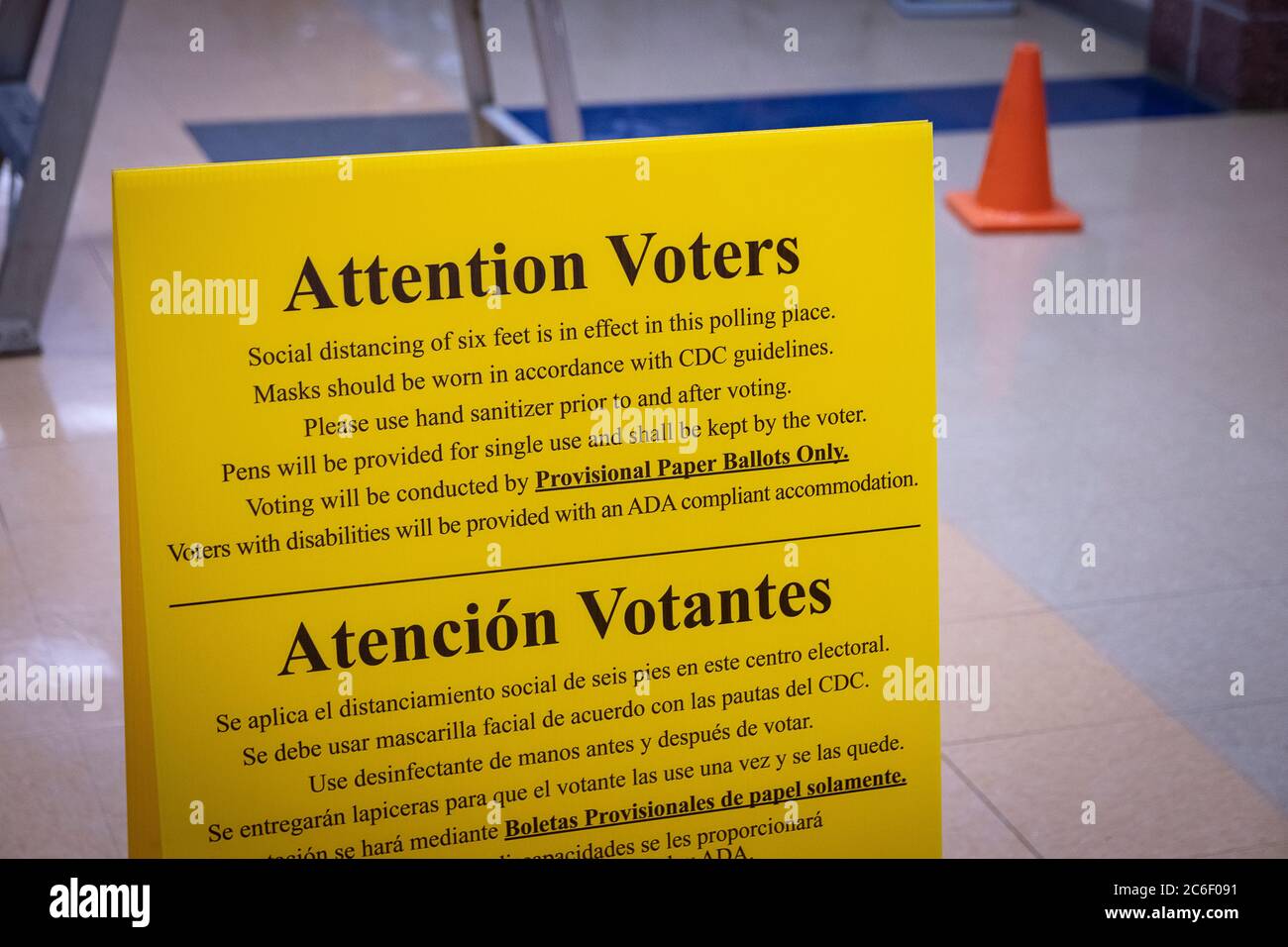 July 7, 2020: Social distancing & mask warning during COVID-19 pandemic ...