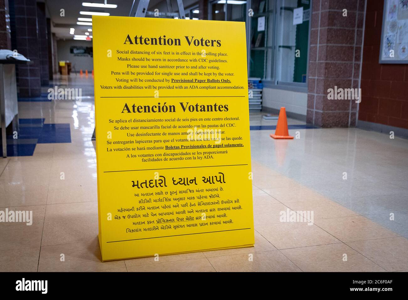 July 7, 2020: Social distancing & mask warning during COVID-19 pandemic ...