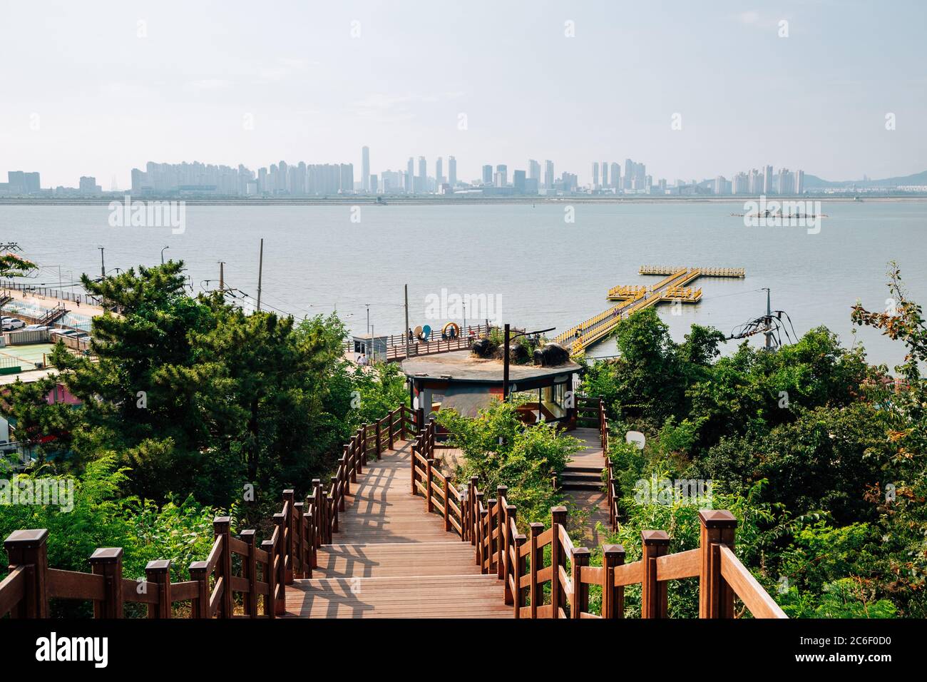 Oido seascape and Incheon modern cityscape in Siheung, Korea Stock ...