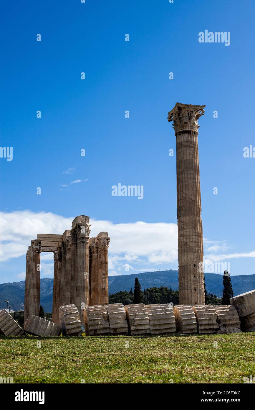 Temple of Olympian Zeus and Acropolis Hill, Athens, Greece Stock Photo - Alamy