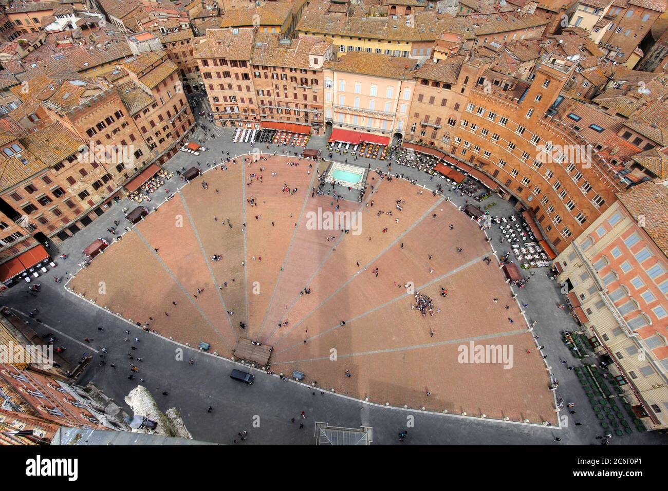 Aerial view of the Piazza del Campo, Siena, Tuscany, Italy as seen ...