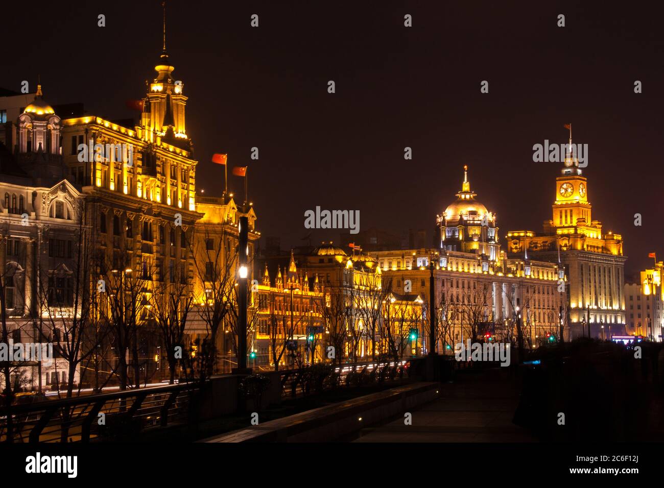 Shanghai, China - March 18, 2012: Shanghai boulevard with old ornate ...
