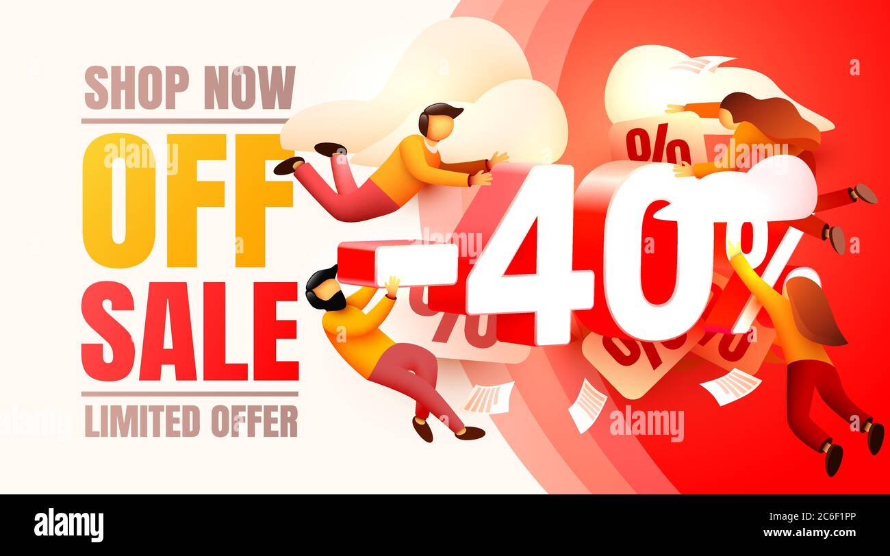 Shop now off sale, 40 interest discount, limited offer. Vector ...