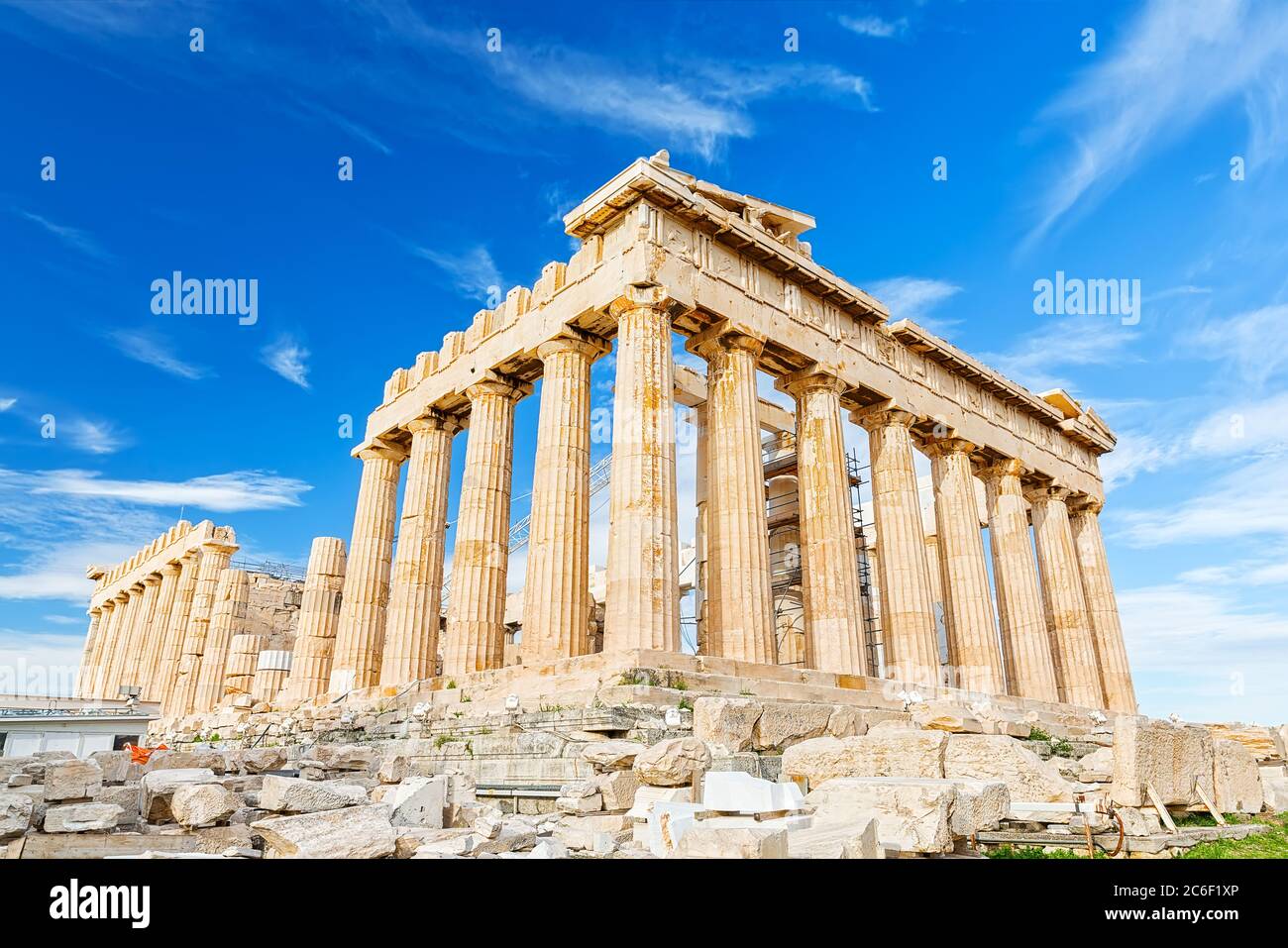 Parthenon temple in sunny day. Acropolis in Athens, Greece. The ...
