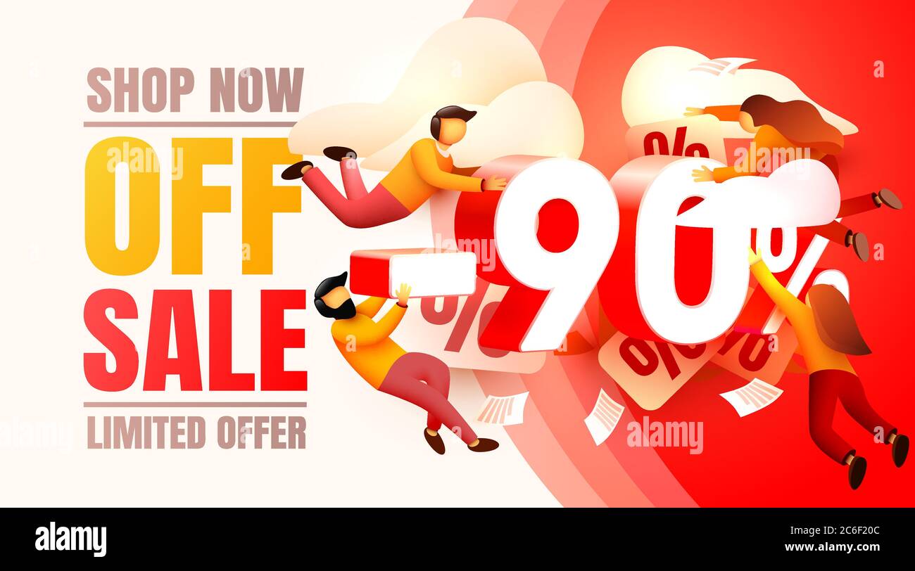 Shop now off sale, 90 interest discount, limited offer. Vector ...