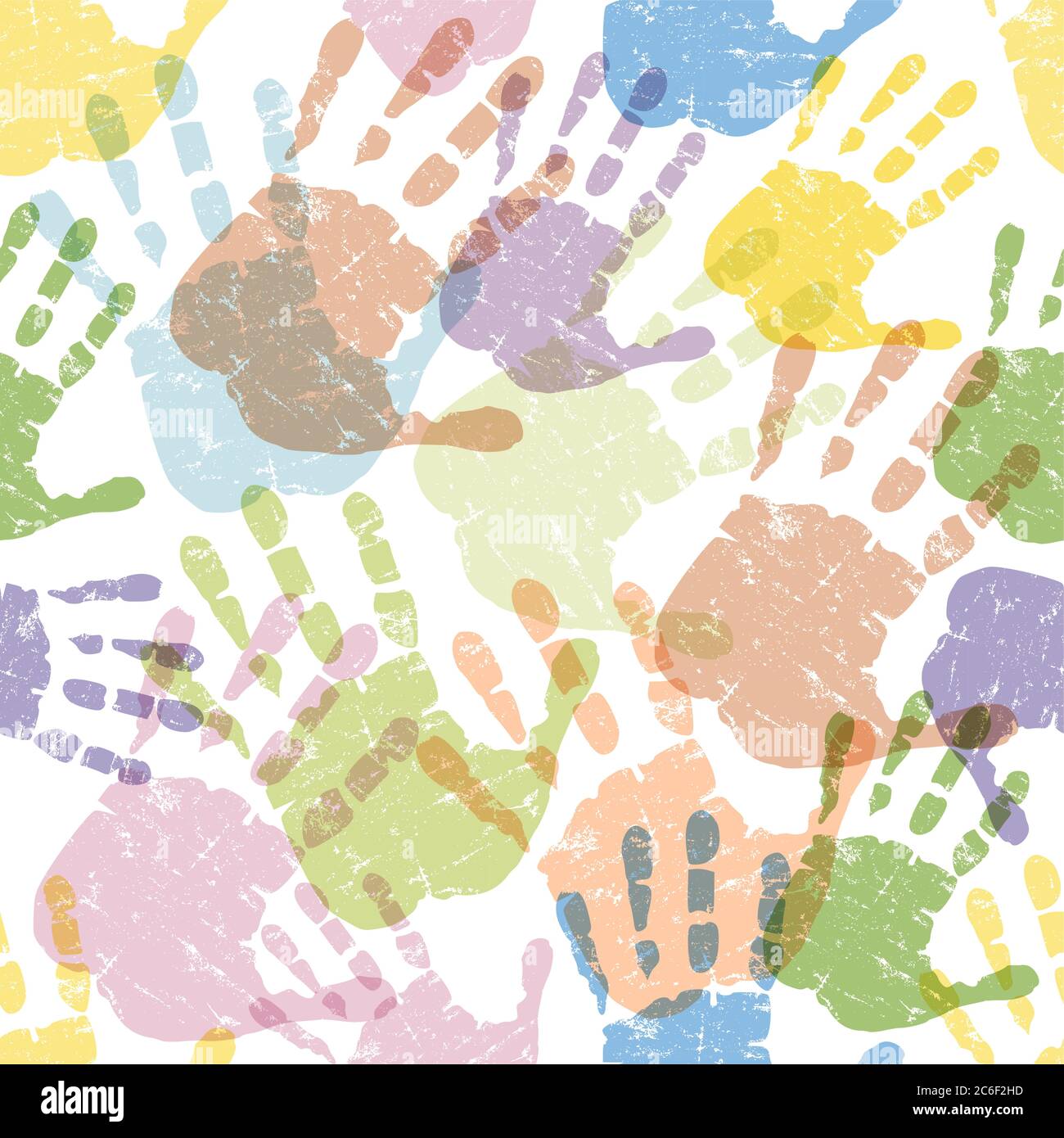 Hand prints seamless background texture pattern, vector illustration ...