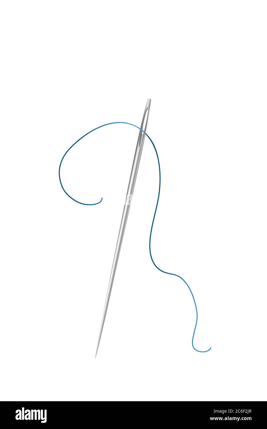 A vector illustration of a needle with blue thread Stock Vector Image ...