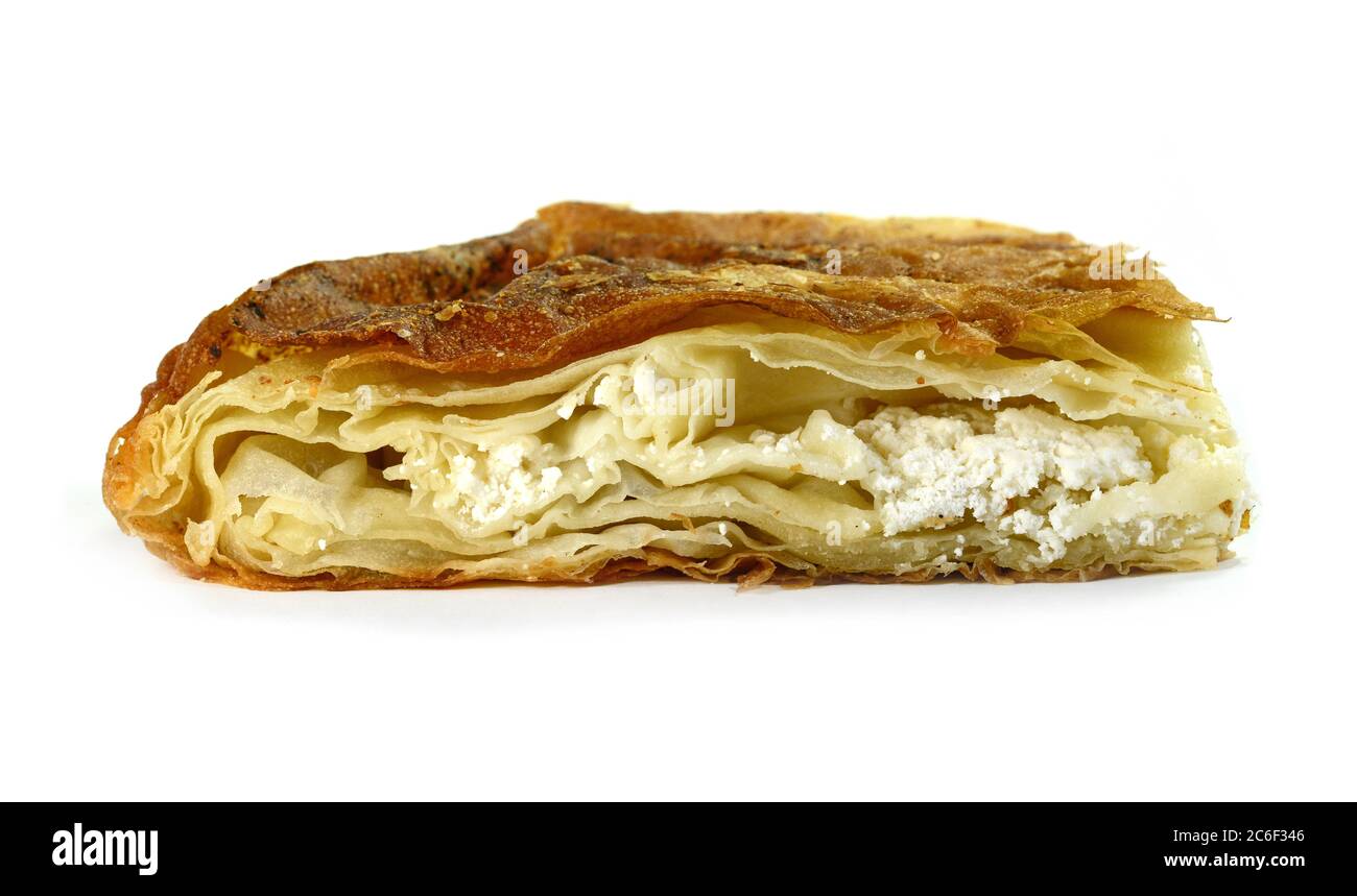 Burek with cheese isolated on white background. cheese pie Stock Photo ...