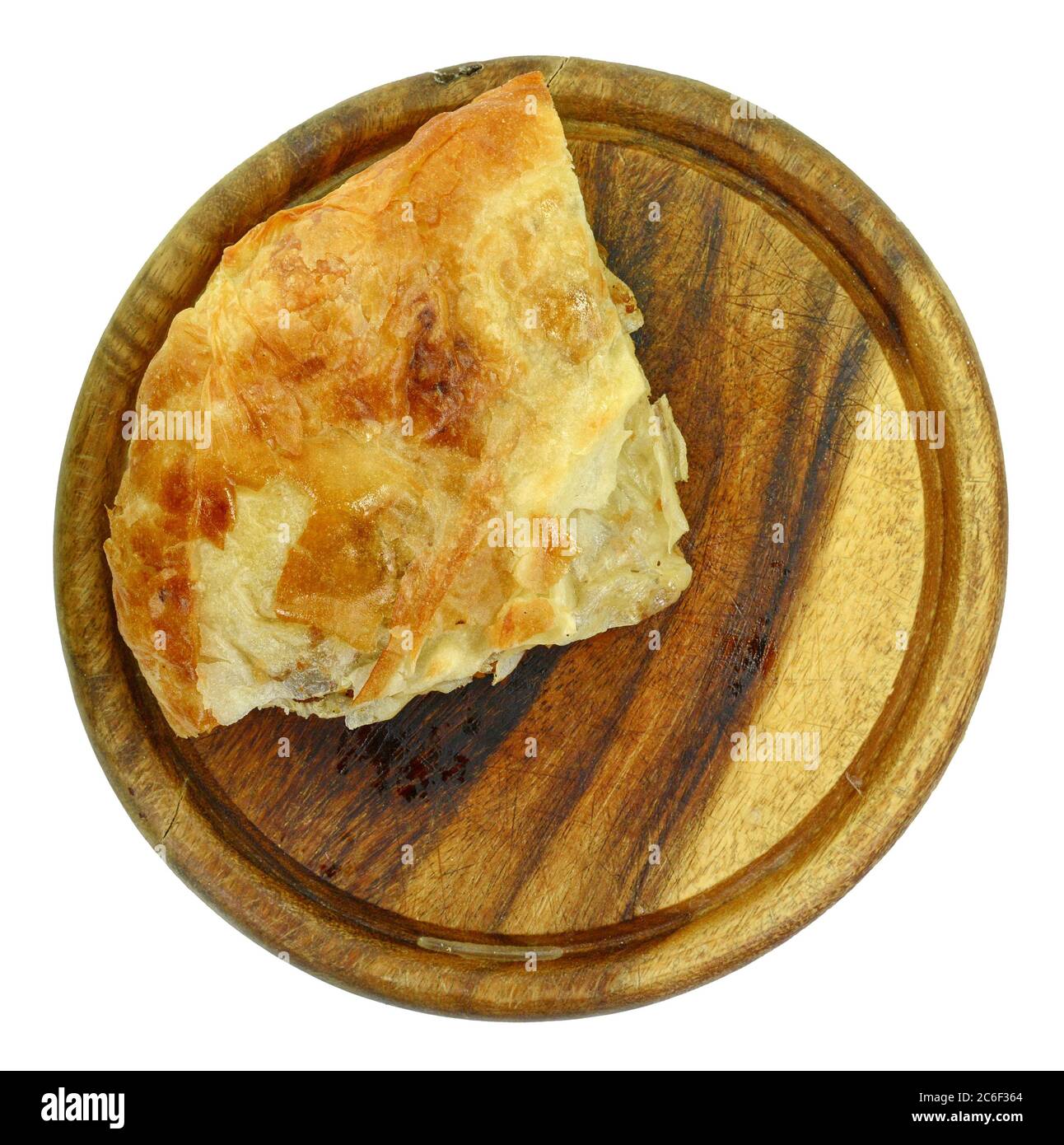 Traditional burek pie with meat isolated over white background Stock ...