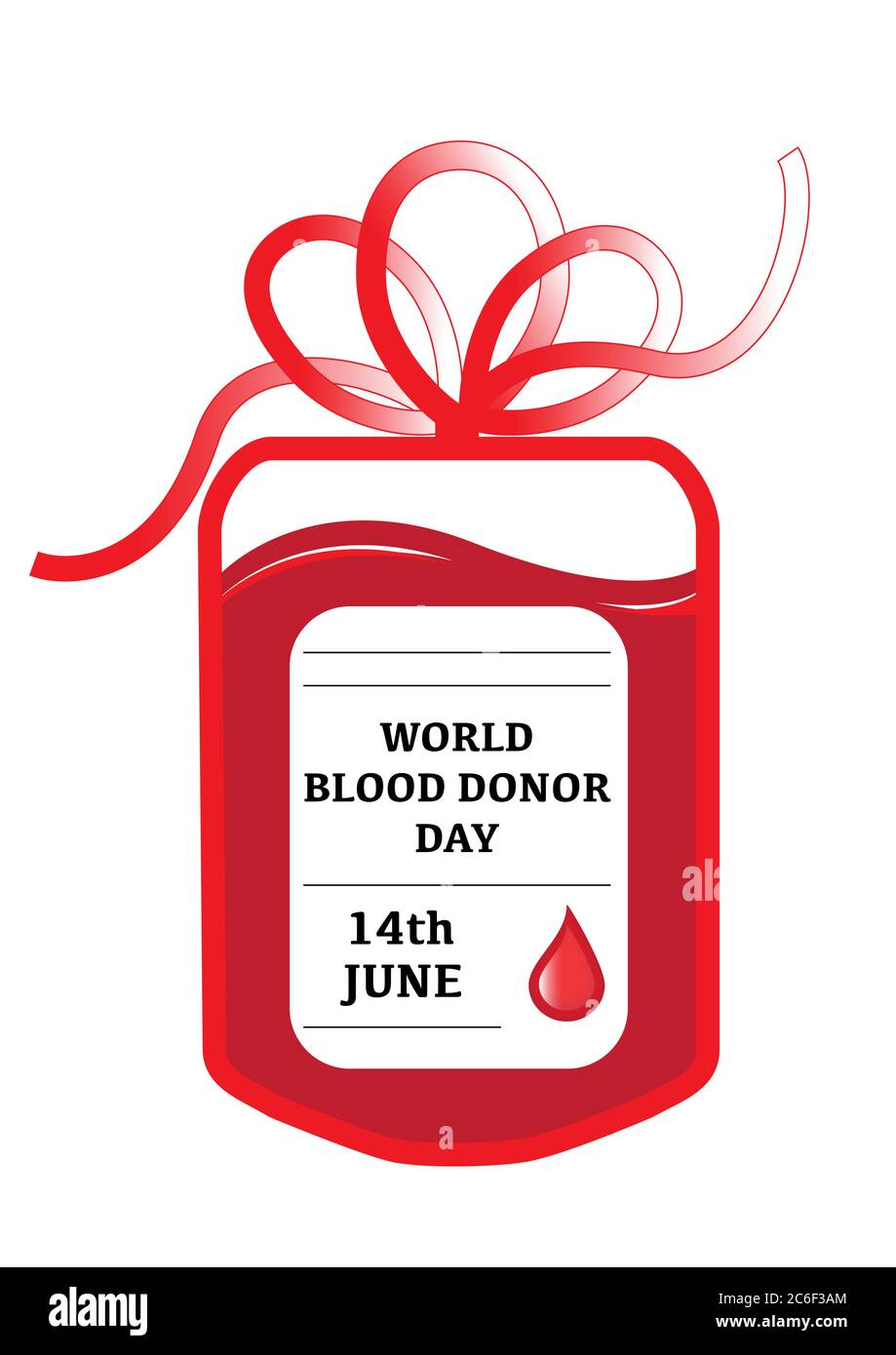 A blood donation bag with tube shaped as a gift bow and the slogan ...