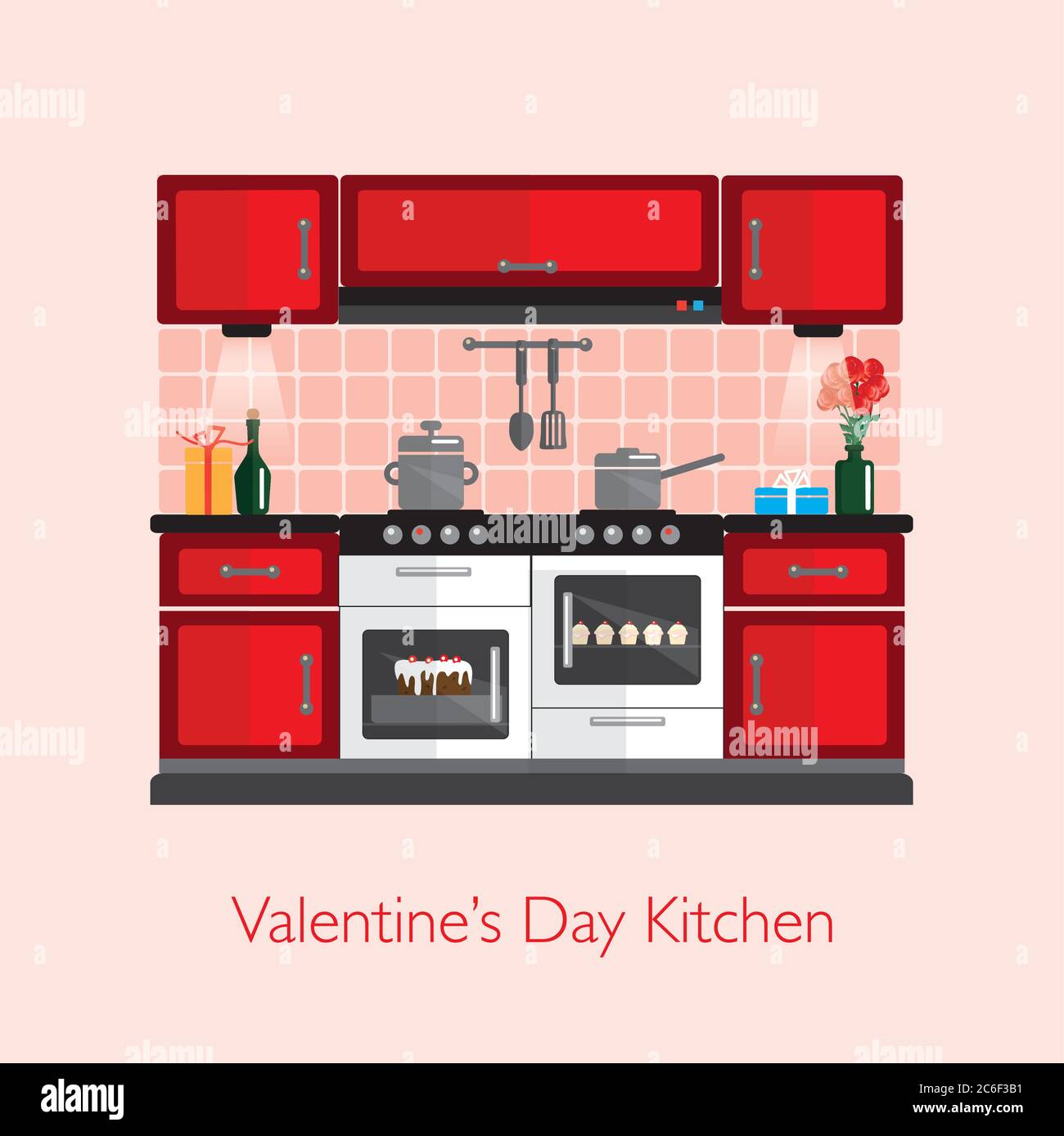 Valentine day festive dinner Stock Vector Images - Alamy