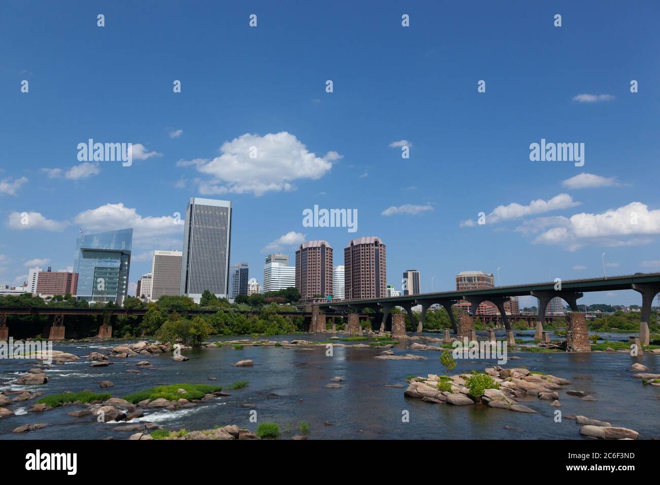 RICHMOND, VIRGINIA - August 8, 2019: a view of the Richmond Skyline ...