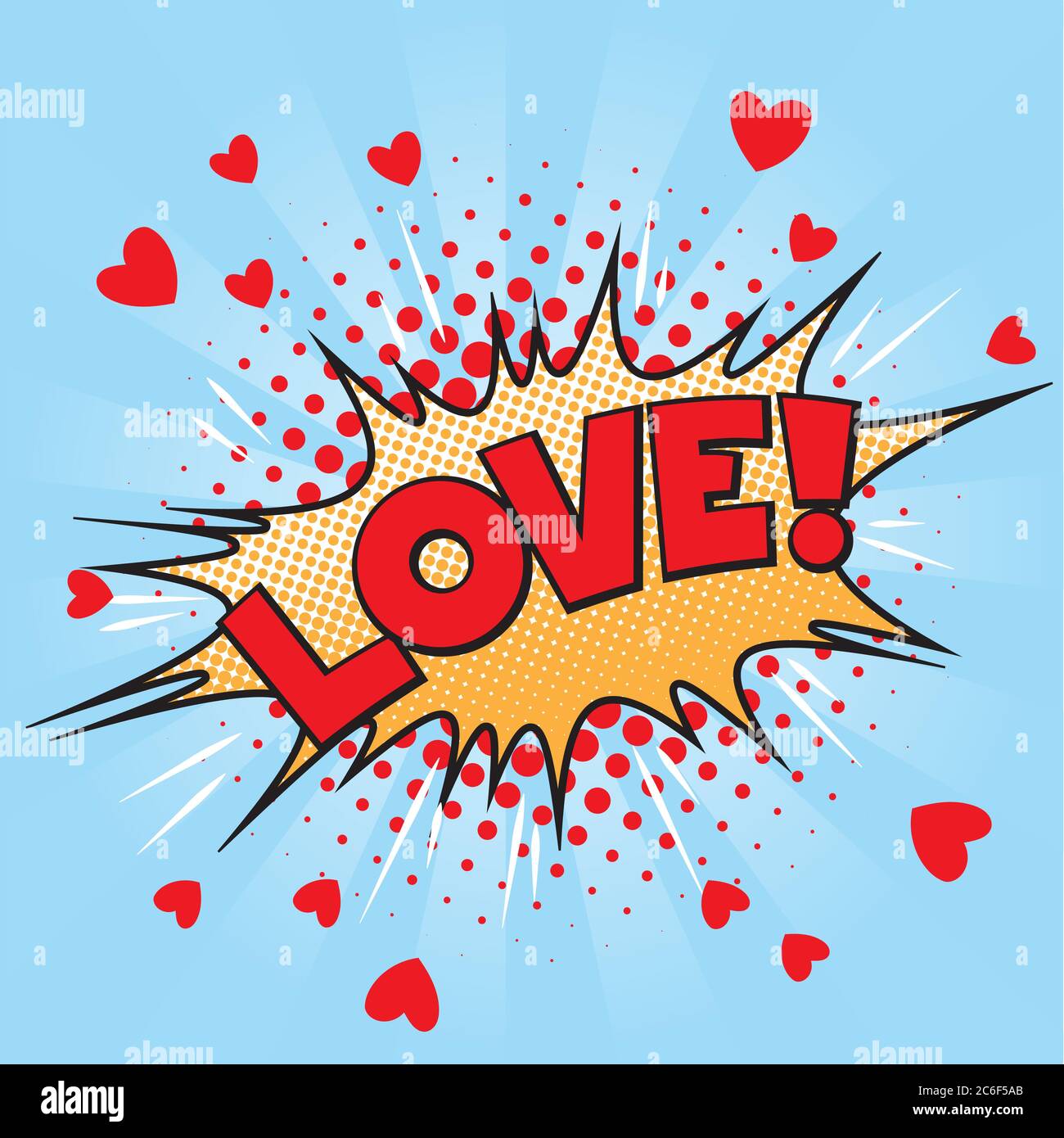 Valentine style pop art icon LOVE, exploding over pink background ...