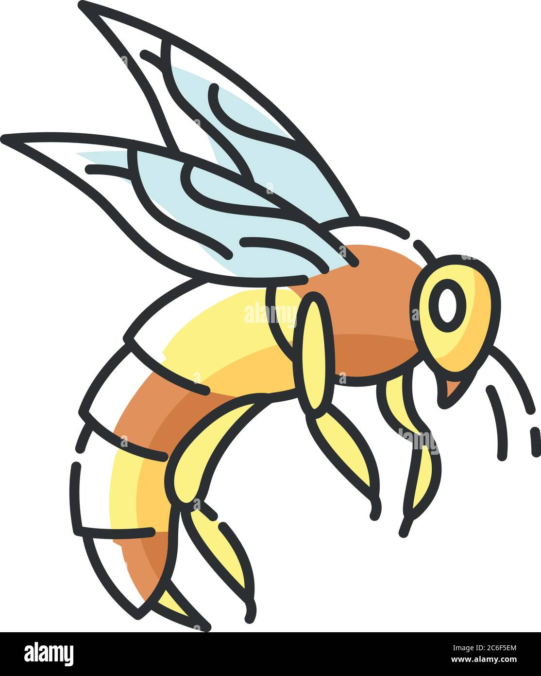 Bee RGB color icon. Small flying insect with sting. Beekeeping ...