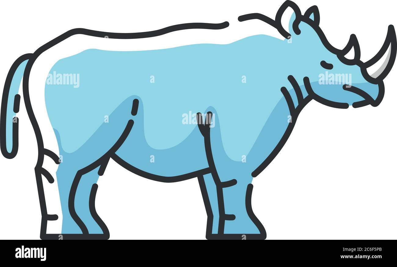 Rhinoceros RGB color icon. Exotic horned animal, african fauna ...