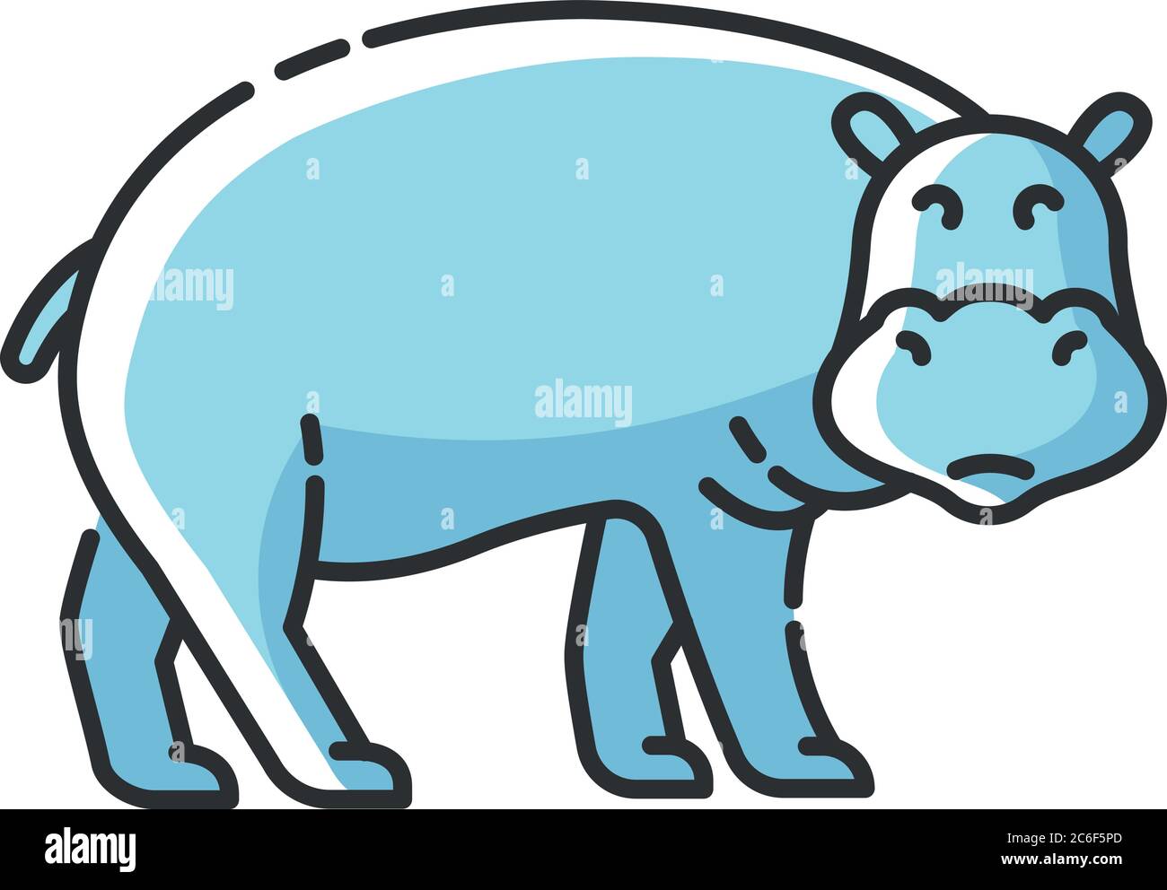 Hippo RGB color icon. Large exotic animal, african fauna, tropical ...