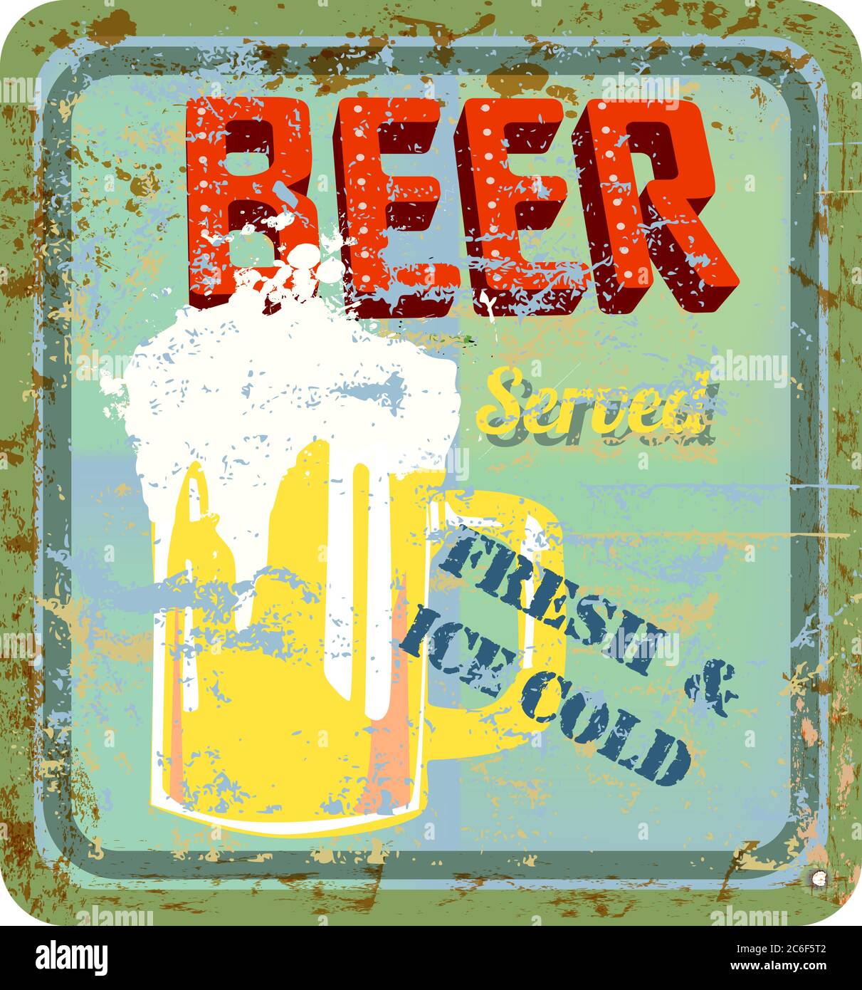 vintage rusty beer sign, vector illustration Stock Vector Image & Art ...