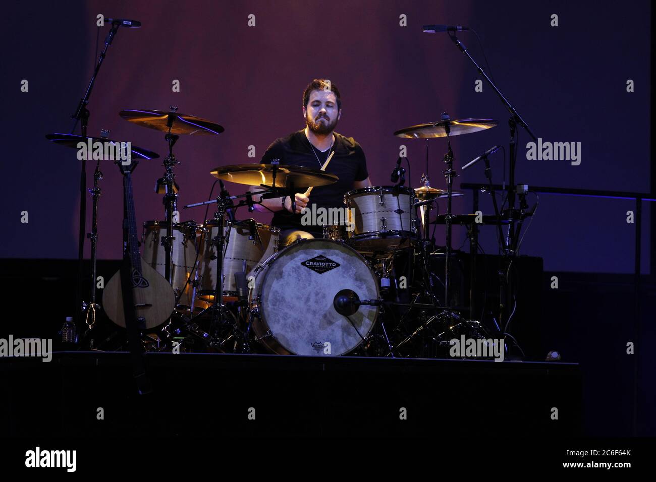 Drummer Chris Tyrrell of Lady Antebellum performs with Hillary Scott ...