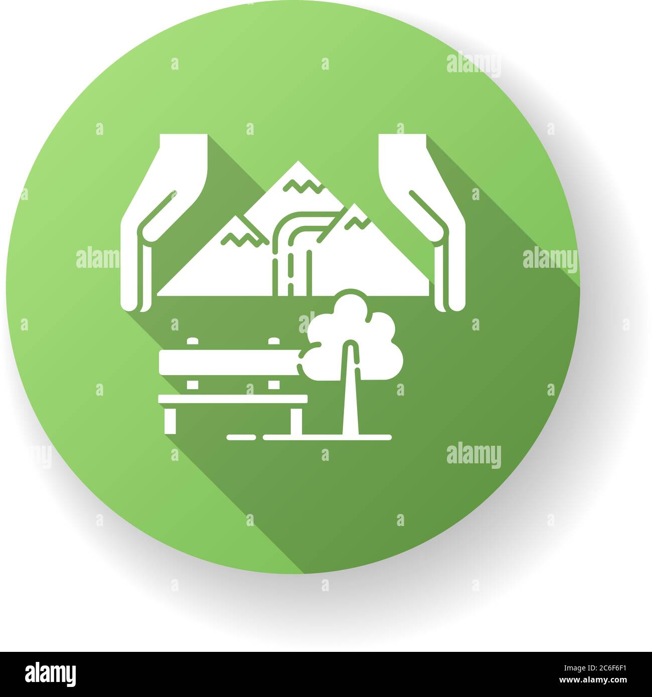 Sustainable tourism green flat design long shadow glyph icon. Positive ...