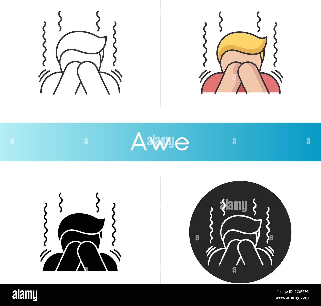 Awe icon. Human feeling, emotional reaction, mental state. Surprise ...