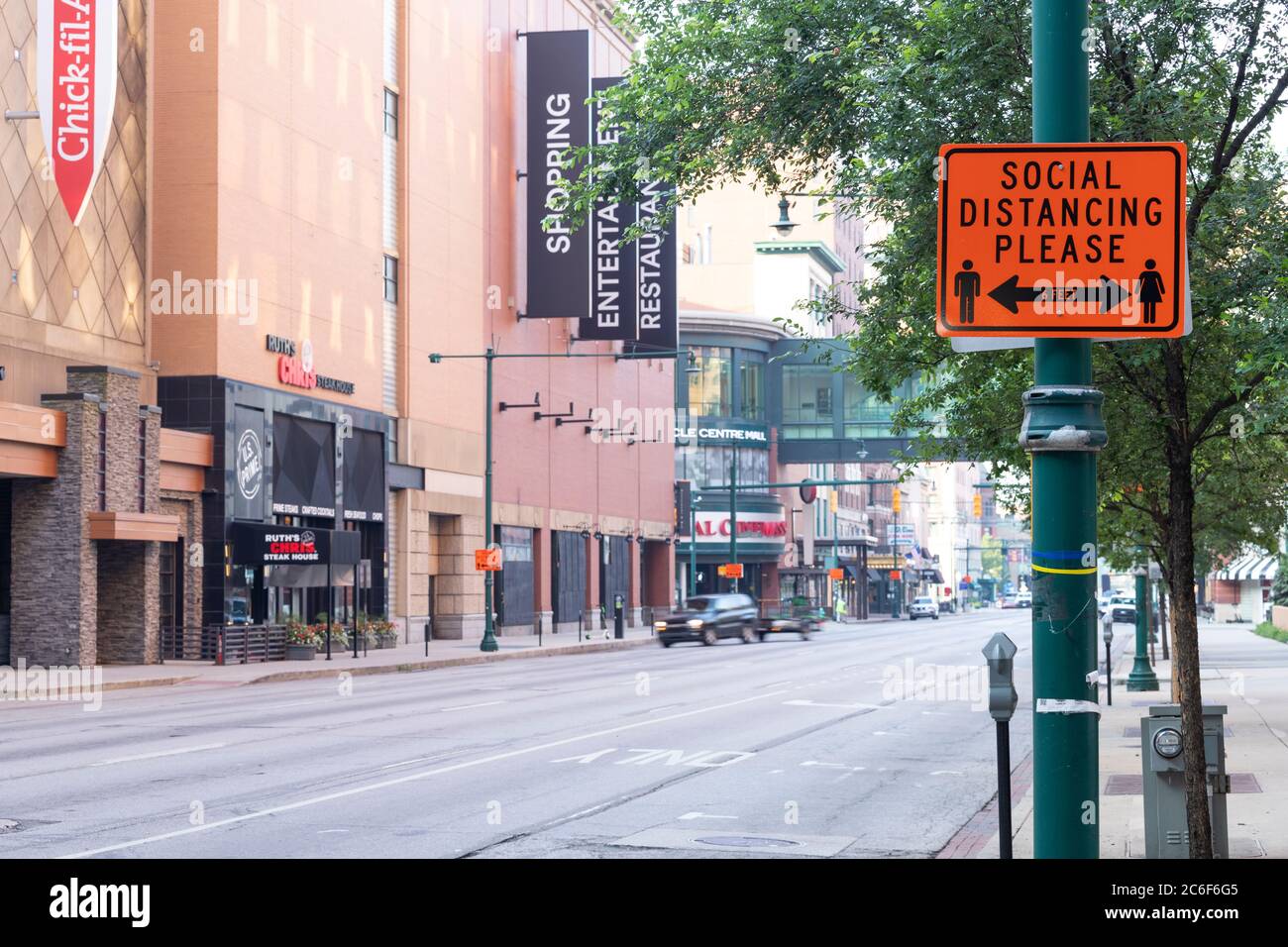 Indianapolis - Circa July 2020: Social Distancing signs appear in ...