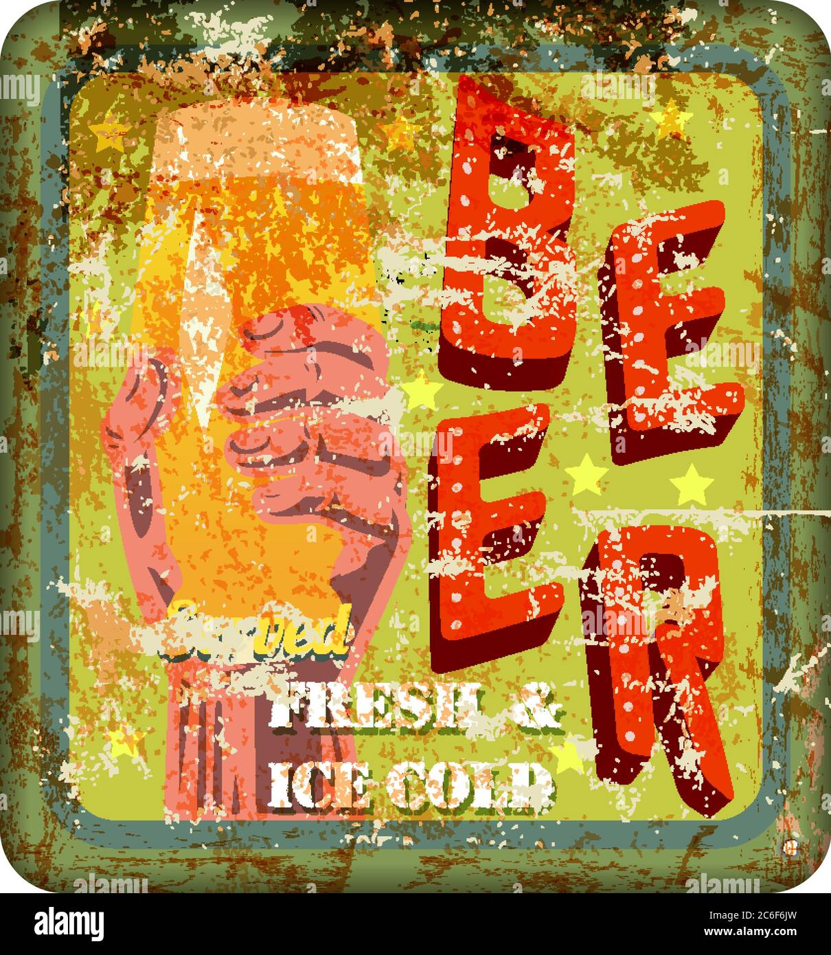 vintage rusty beer sign, vector illustration Stock Vector Image & Art ...