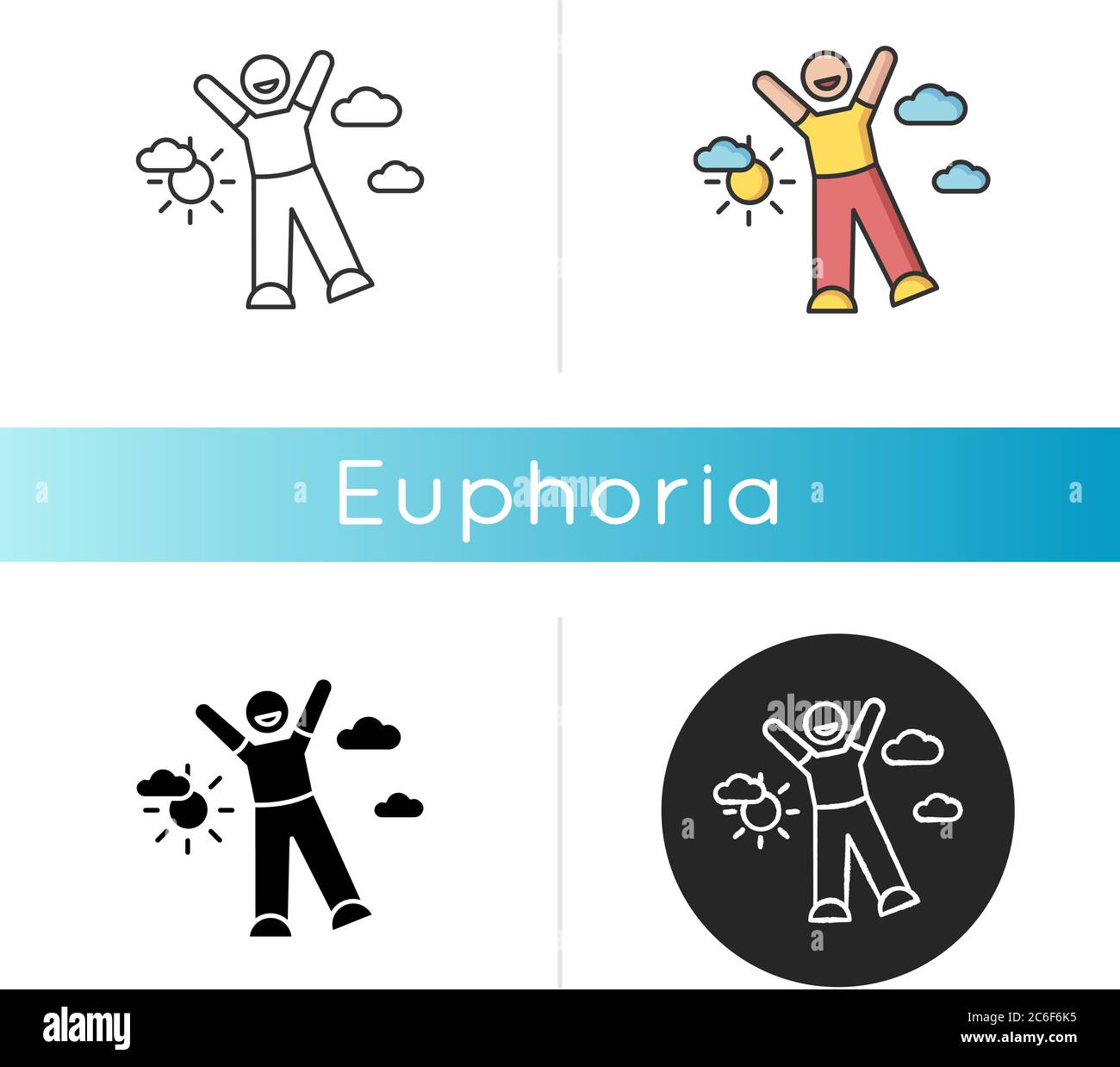 Euphoria icon. Feeling of strong joy and excitement. Happiness, good ...