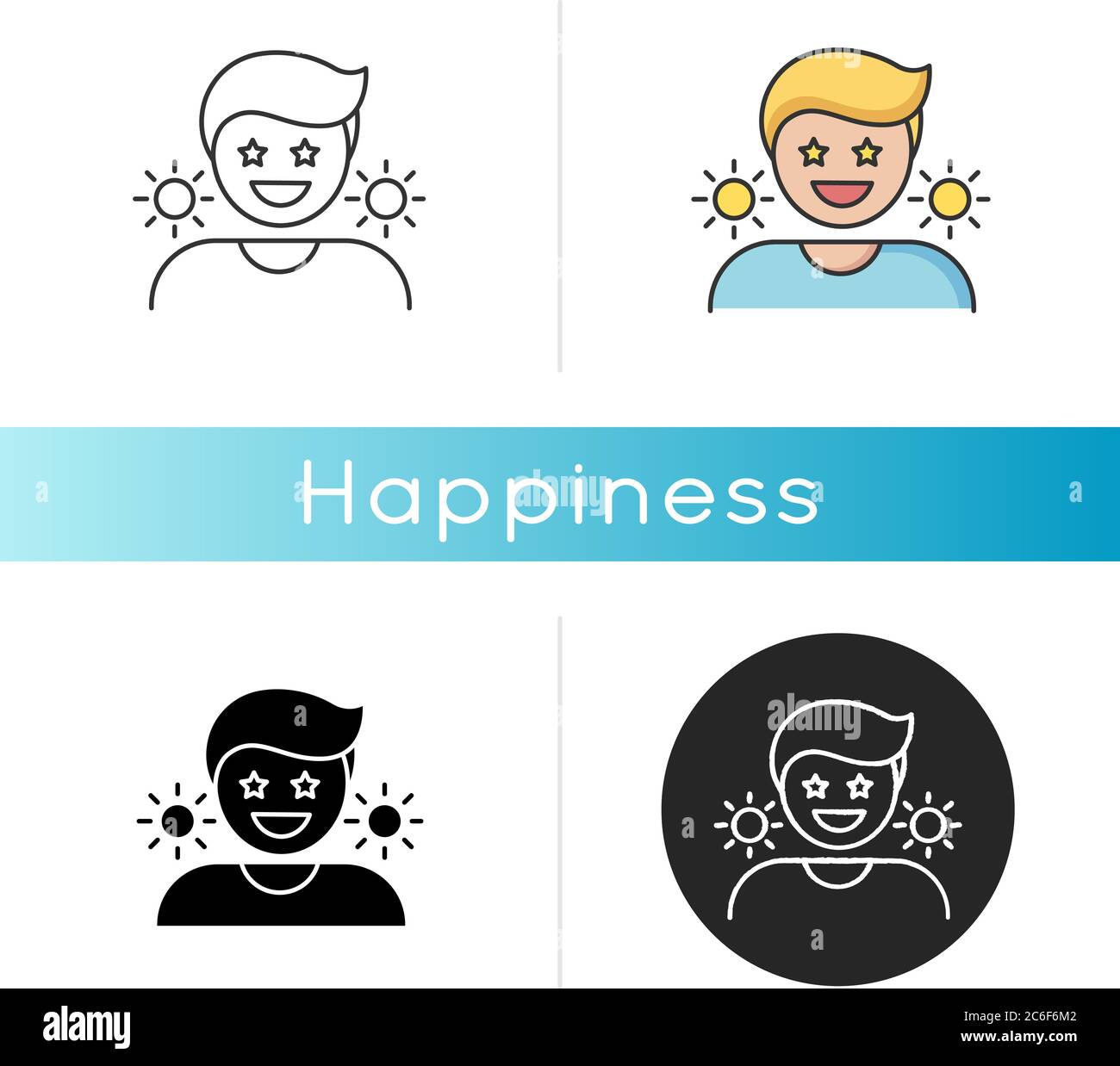 Happiness icon. Positive mindset, optimistic lifestyle. Emotional ...