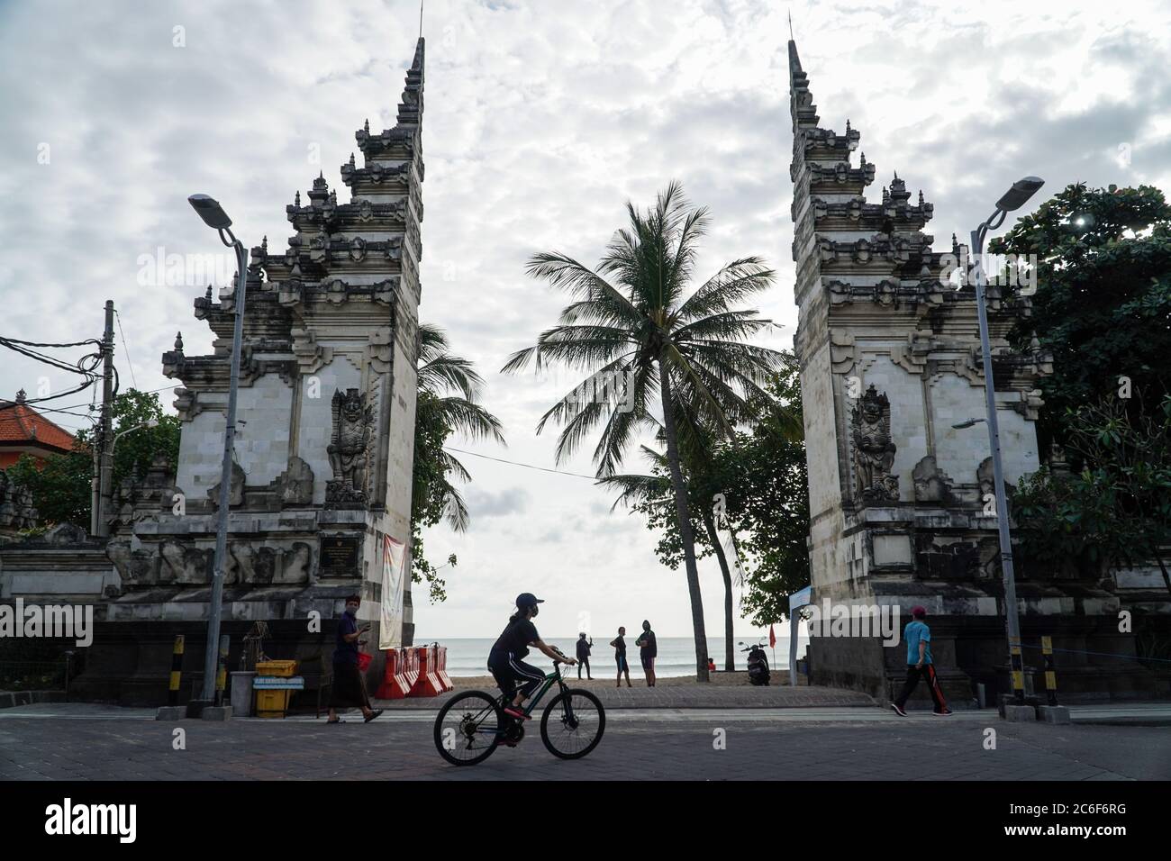 Badung, Bali, Indonesia. 9th July, 2020. Kuta Beach main gate has been ...