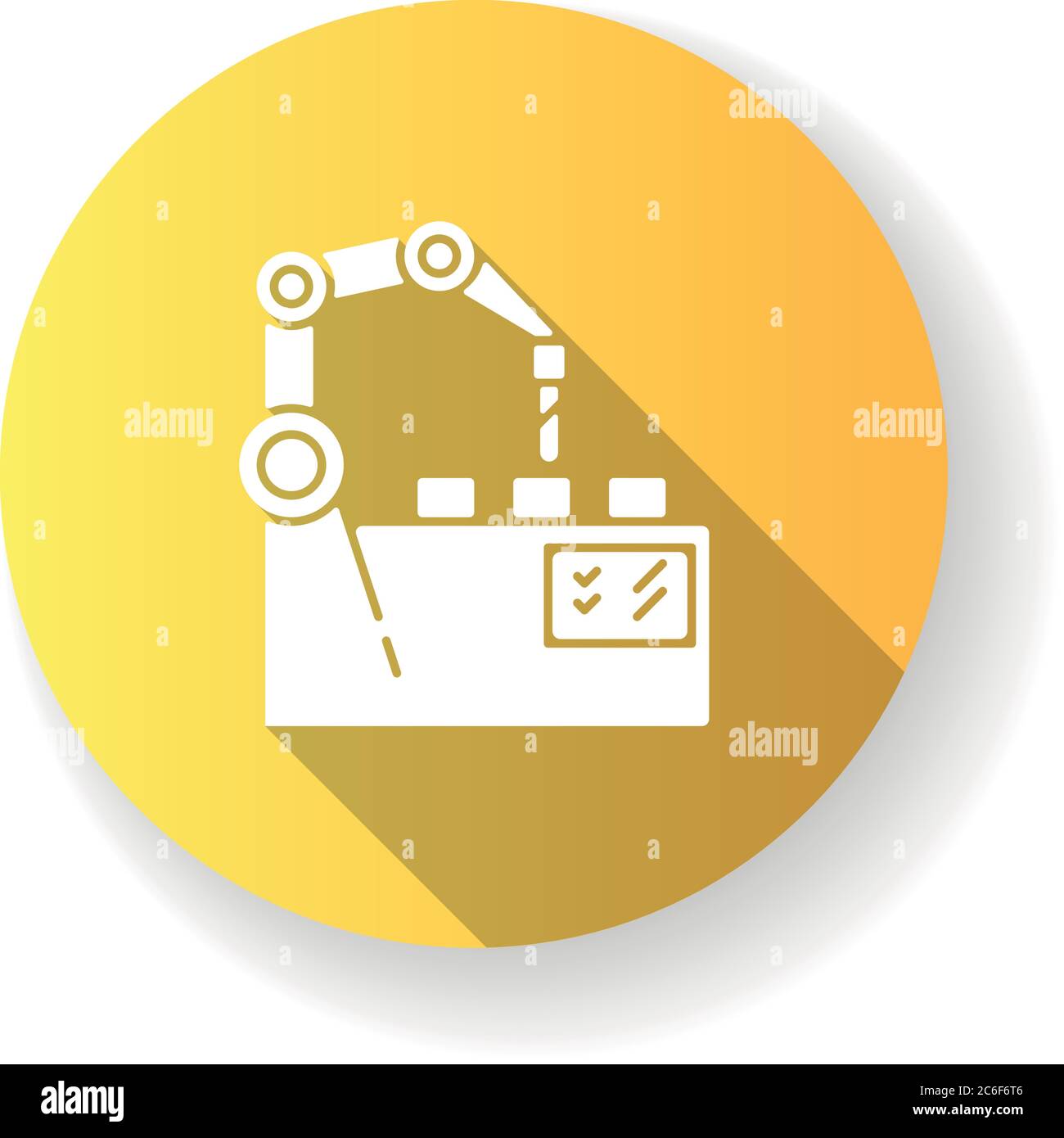 Production automation yellow flat design long shadow glyph icon ...